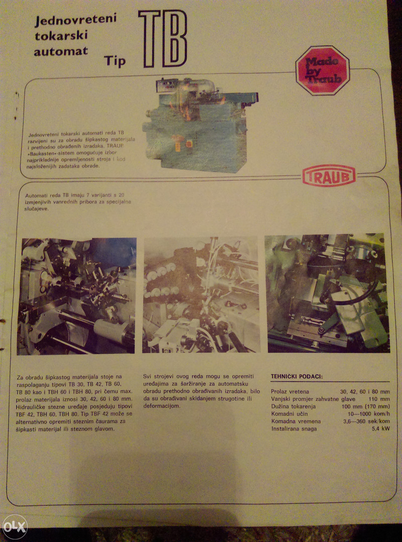 Jednovreteni tokarski automat TB-42 - Za obradu metala - OLX.ba