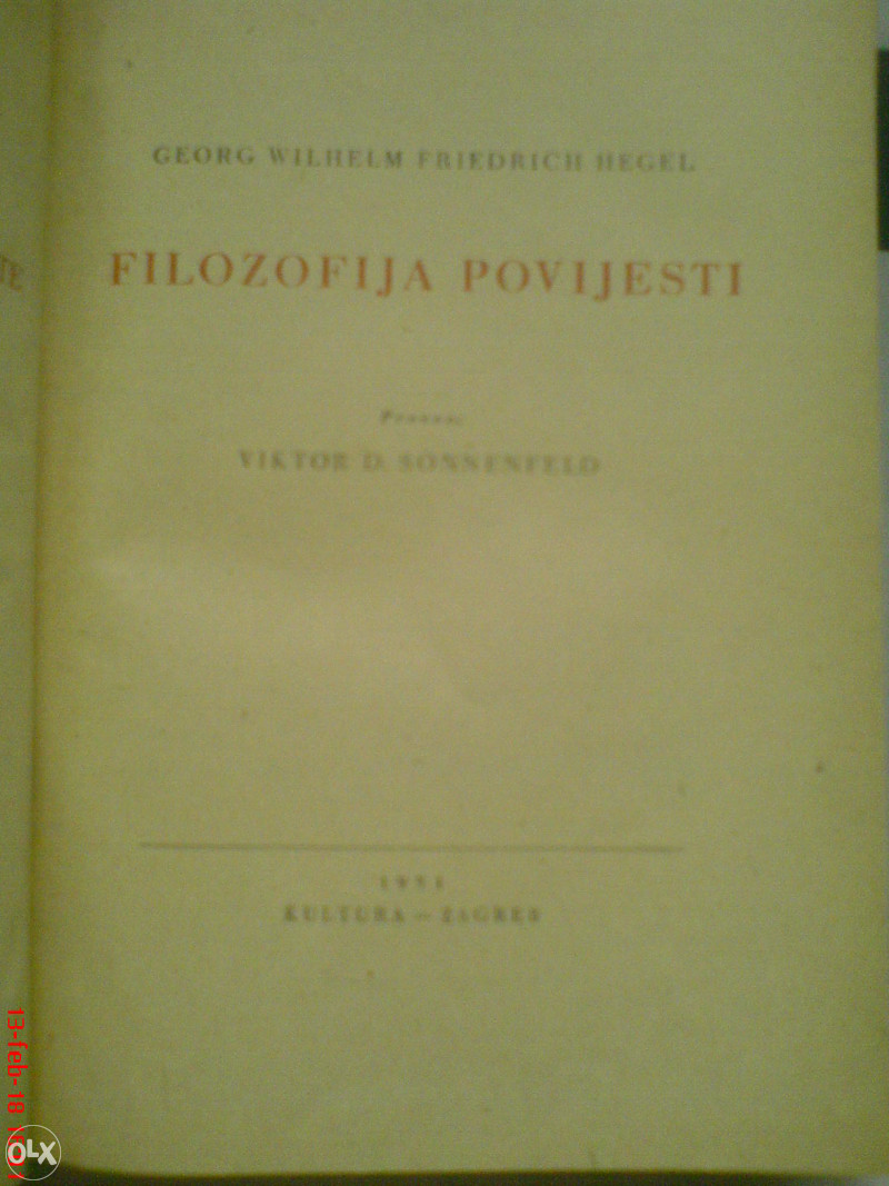 Knjige filozofija Hegel: Filozofija povijesti - Stručne - OLX.ba