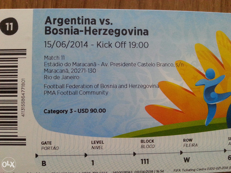 Ulaznica Argentina- BiH Brazil - Stare ulaznice - OLX.ba