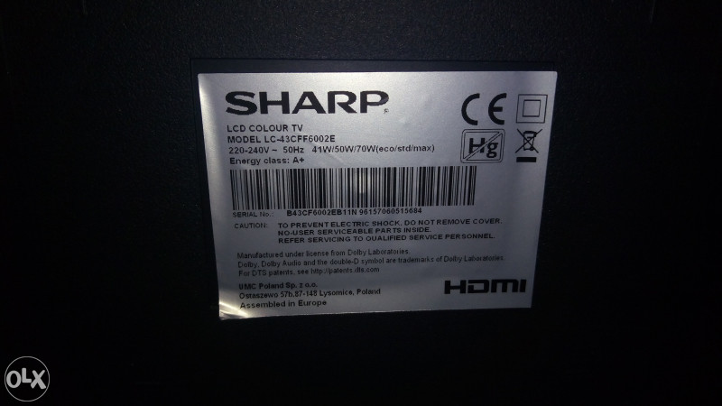 Sharp LED TV LC-43CFF6002E neispravan - Dijelovi za TV - OLX.ba