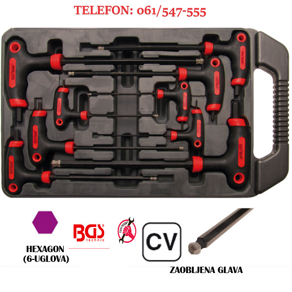Set inbusa sa "T" ručkom, 2 - 10 mm, 9 kom (BGS 7882) - Gedore i ...